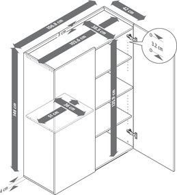 Tchibo - Vysoká skříňka - barva: bílá