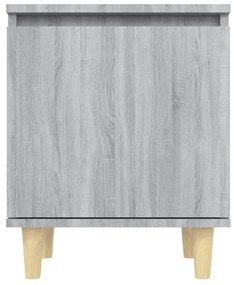 Noční stolek masivní dřevěné nohy šedý sonoma 40 x 30 x 50 cm - Default Title