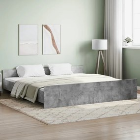 Rám postele s hlavovým a nožním čelem betonově šedý 200x200 cm