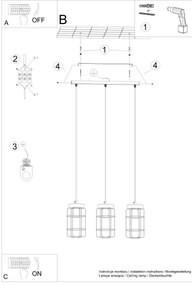 Sollux SL.1264 - Lustr na lanku GOTTO 3xE27/15W/230V černá