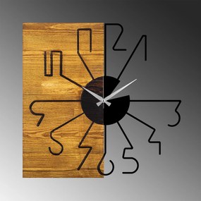 Wallexpert Dekorativní nástěnné dřevěné hodiny Wooden Clock 29, Ořech, Černá