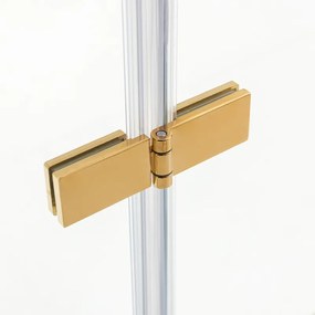 BPS-koupelny Zalamovací otočné sprchové dveře HYD-JSD01 90 zlatá/transparent pro instalaci do niky