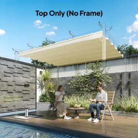 Outsunny 2,5x2,55m Náhradní střešní plachta pro pergolu s retrakčním systémem pro zahradní altán s deštníkem v krémové barvě se 10 odtokovými otvory