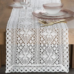 EUROFIRANY AŽUROVÝ BĚHOUN NA STŮL MARY 40X140 CM BÍLÝ