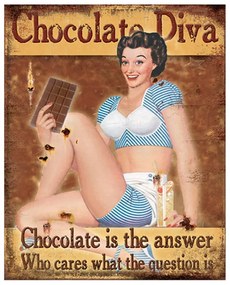 Hnědá nástěnná cedule Chocolate Diva - 20*1*25 cm