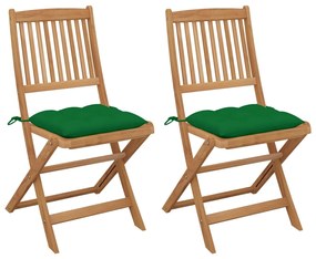Skládací zahradní židle s poduškami 2 ks masivní akáciové dřevo,  3064664