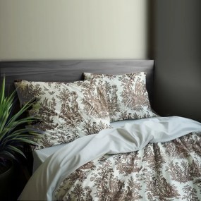 Ervi FLANELOVÉ bavlněné povlečení - Toile de Jouy Caramel/šedé, různé rozměry