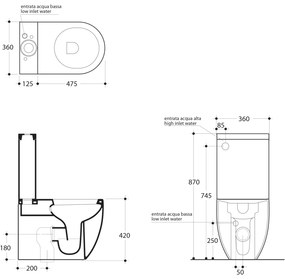 Kerasan FLO WC kombi, spodní/zadní odpad, bílá WCSET11-FLO