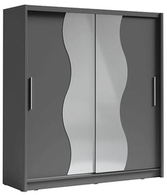 Skříň s posuvnými dveřmi BIRGAMO TYP 1, šířka 205 cm, tmavě šedý grafit