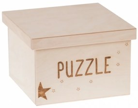 FK Dřevěný box na hračky - Puzzle gravír velký