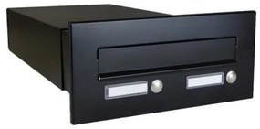 DOLS B-042 ČD-3 RAL9005 - poštovní schránka k zazdění, s 2x jmenovkou a 2x zvonkovým tlačítkem, černá