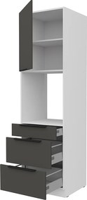 ARIA po | vysoká skříňka 60 DPS-210 3S1F na vestavnou troubu | PREMIUM BOX | 60 cm | ANTI FINGERPRINT povrch | bílá/šedá grafit