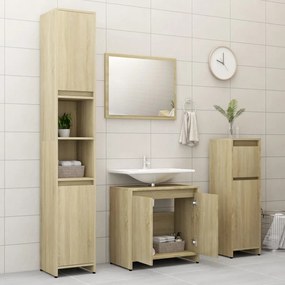 3dílný set koupelnového nábytku - bez madel - dřevotříska | dub sonoma