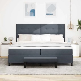 Postel s boxspringem s čelo Tmavě šedá 200 x 200 cm samet 3344535