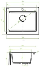 Laveo Komodo, 1-komorový granitový dřez 586x490x221 mm, šedá, LAV-SBK_510A