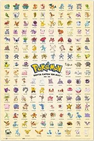 Plakát, Obraz - Pokémon - Kanto První Generace, (61 x 91.5 cm)