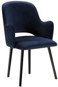 Tmavě modrá sametová jídelní židle MICADONI MARIN