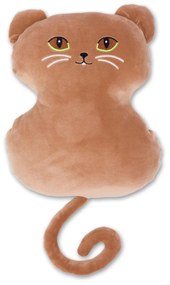 Tegatex Plyšák-polštářek kočka z mikrospandexu, 30cm, hnědá