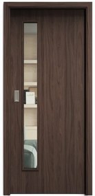 SAPELI ELEGANT KOMFORT M60 - CPL LAMINÁT - POSUVNÉ DVEŘE VČ. ZÁRUBNĚ - Ořech Průchozí šířka (cm): 110, Průchozí výška (cm): 210, Typ skla: Čiré sklo