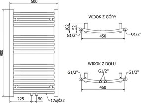 Mexen Ares, elektrické topné těleso 900 x 500 mm, 300 W, chromová, W102-0900-500-2300-01