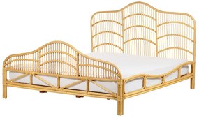 Ratanová postel 180 x 200 cm světlé dřevo DOMEYROT  Beliani