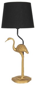 Černá stolní lampa se zlatou dekorací plameňáka – Ø 25*58 cm / E27