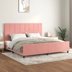 Rám postele s čelem růžový 200x200 cm samet,  3125780