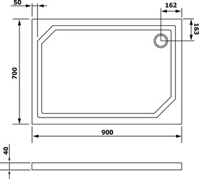 Gelco SARA 90 x 70 cm HS9070 sprchová vanička litý mramor