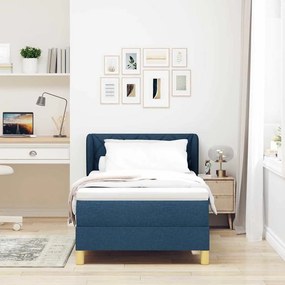 Postel s boxspringem s čelo Modrá 90 x 190 cm textil 3340254