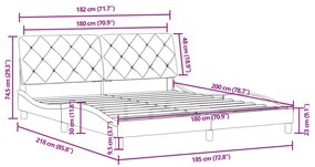 Rám postele s čelem růžový 180x200 cm samet