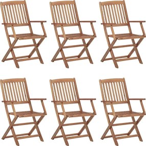 vidaXL Skládací zahradní židle 6 ks masivní akáciové dřevo [3074936]