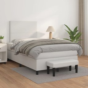 Box spring postel s matrací bílá 120x200 cm umělá kůže
