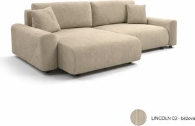 Rozkládací rohová sedačka RIMONA 240x168 - výběr potahové látky Lincoln 03 - béžová levý roh