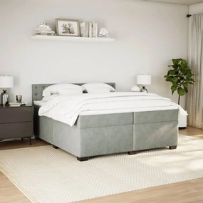 Box spring postel s matrací světle šedá 200x200 cm samet 3286414