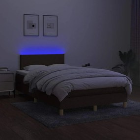 Box spring postel s matrací a LED tmavě hnědá 120x200 cm textil 3133544