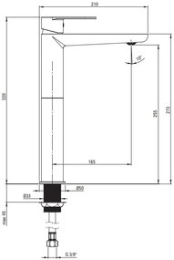 Deante Alpinia, vysoká umyvadlová baterie H320, chromová, DEA-BGA_020K