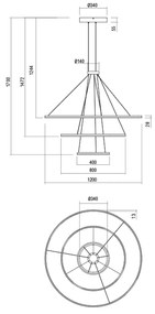 Redo 01-2483 závěsné LED stmívatelné svítidlo Orbit pískově černá, 151W, 4000K, ø120, ø80, ø40cm