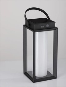 NV 9002862 Venkovní stolní lampa VERHAAL černý hliník a čiré sklo LED 2W 3000K 3,7V 360st. IP54 solární / USB kabel / vypínač na těle - NOVA LUCE