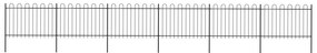 vidaXL Zahradní plot s obloučky ocelový 10,2 x 1,2 m černý