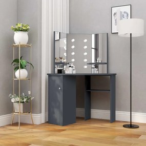 Rohový toaletní stolek s LED Dekorhome