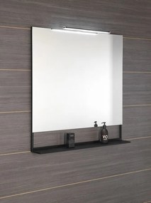 Sapho, ERUPTA zrcadlo s poličkou a LED osvětlením 100x80x12cm, černá mat