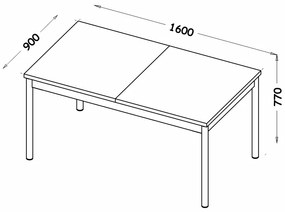 DOLMAR Jídelní stůl rozkládací - PRESTIGO P14, 160/240x90, ořech/matná černá/san sebastian