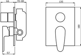 Novaservis Titania Smart Vanová a sprchová podomítková baterie s přepínačem, chrom, 98050R,0