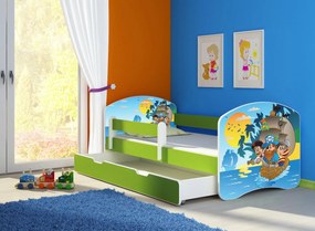 Dětská postel - Piráti 2 180x80 cm + šuplík zelená