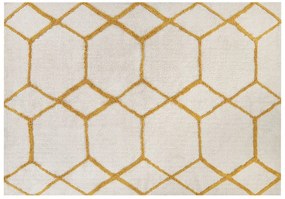 Bavlněný shaggy koberec 160 x 230 cm bílá/ žlutá BEYLER Beliani