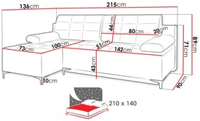 Rohová sedací souprava AUMA - světlá šedá, pravý roh