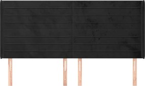 Čelo postele typu ušák černé 163x16x118/128 cm samet 3119776