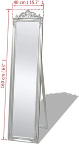 Volně stojící zrcadlo barokní styl 160 x 40 cm stříbrné 243693
