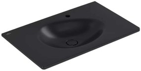 Villeroy & Boch Antao - Umyvadlo nábytkové 80x50 cm, s přepadem, otvor pro baterii, CeramicPlus, ViFlow, Pure Black 4A7584R7