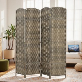 Skládací paraván HOMCOM, 4 panely, 180 × 180 cm, tmavý dub